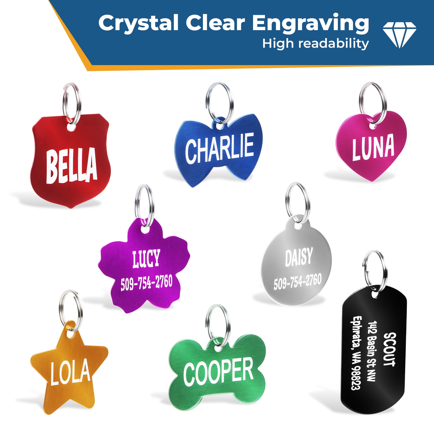 Round Pet ID Tags | Double Sided Engraving – GoTags