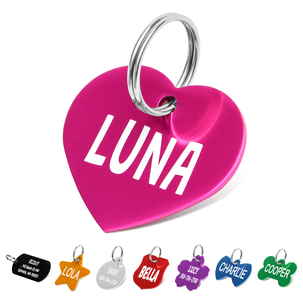Heart Shaped Pet Tags in 8 Colors | Personalized – GoTags