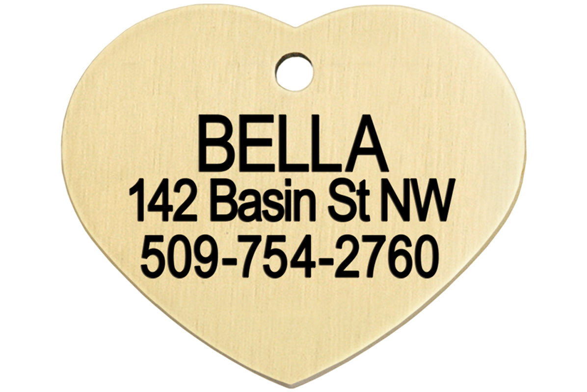 Heart Shaped Dog Tags | Solid Brass | Engraved – GoTags