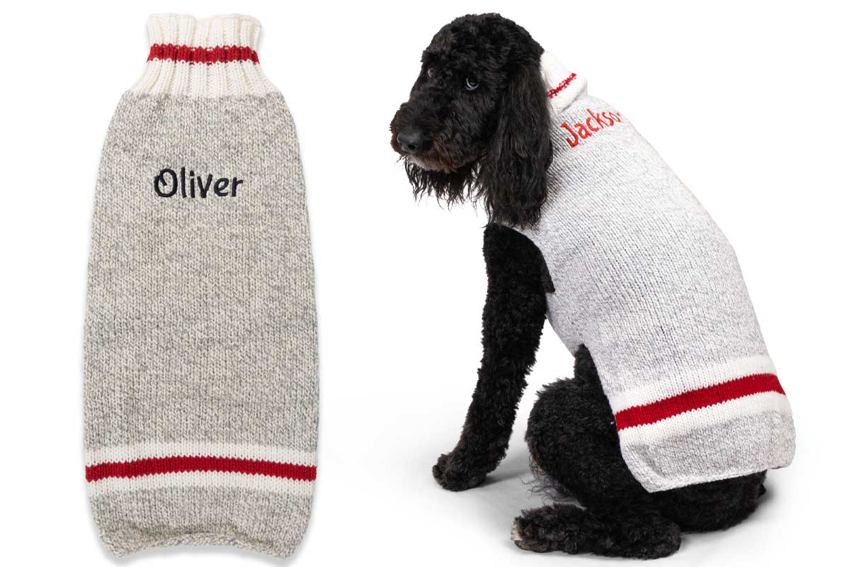 Gray Wool Dog Sweater, Personalized – GoTags