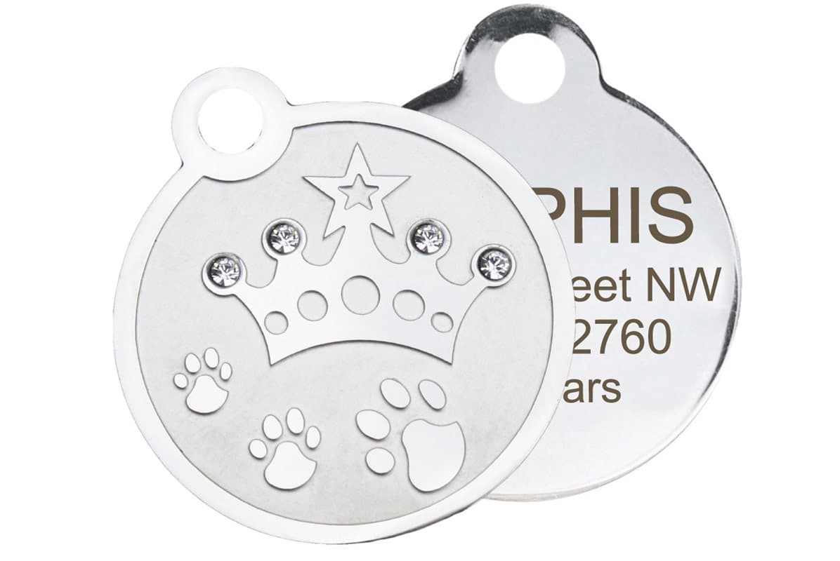 Cute Crown Pet Tag with Swarovski Crystals – GoTags